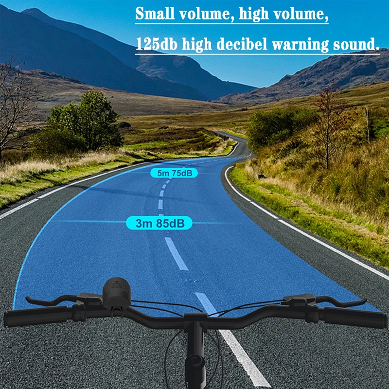 Sonnette de vélo,Black--MEROCA Klaxon électrique pour vélo VTT, volume élevé de 125dB, 200mAh ...