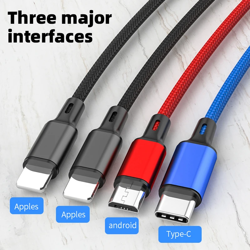 1-2M-Double-Type-C-4-in-1-USB-Charger-Cable-Charging-Cord-Multiple ...