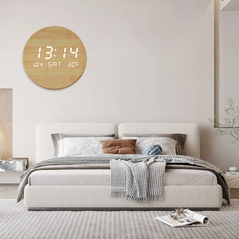 3D-Luminous-Wooden-Digital-Clock-LED-Rechargeable-Wireless-Wall-Clock ...