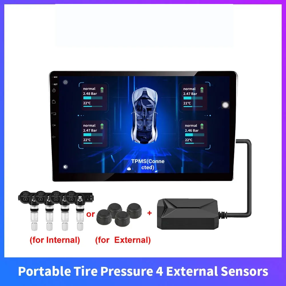 Smart-TPMS-Car-Tire-Pressure-Alarm-Monitor-System-4-Sensors-Display-Solar-Intelligent-Tyre ...