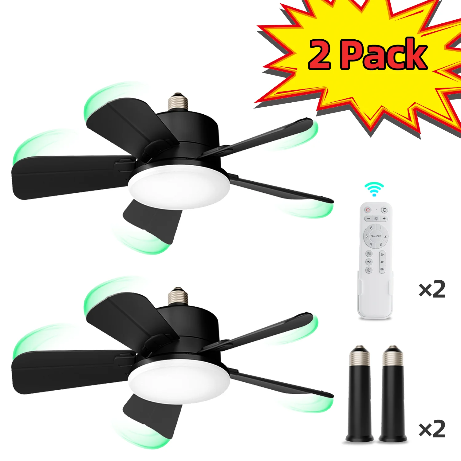 2-Pack-Socket-Fan-Light-with-Remote-2-Socket-Extenders-6-Speed-Dimmable ...
