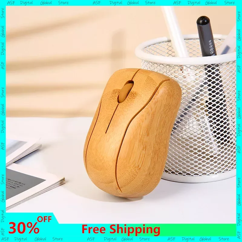 SX-Creative-Bamboo-Wood-Wireless-Mouse-Cute-Office-Home-Retro-Wireless ...