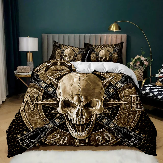 Skull Duvet Cover Set | Horrible Skeleton Bedding Set