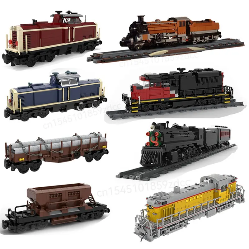 Moc-High-Tech-City-Train-Railways-Building-Blocks-Set-Retro-Steam-Train ...