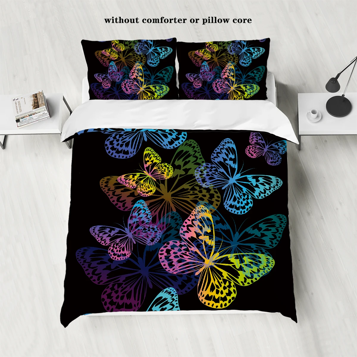 Confort-vel-Down-Duvet-Cover-Set-colorido-padr-o-de-impress-o-borboleta ...