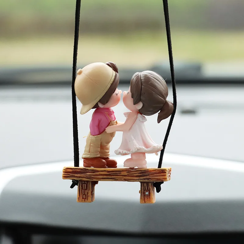 Cartoon Figure Swing Couples Car Accessories Cute Kiss Doll Ornament ...