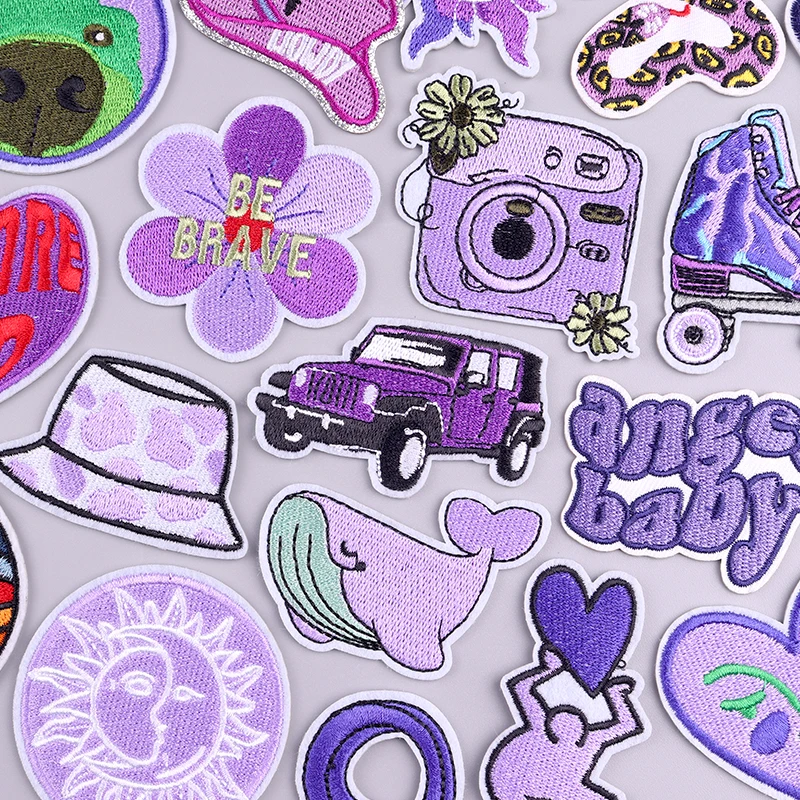 Purple Series Patch Iron On Embroidery Patches For Clothing ...