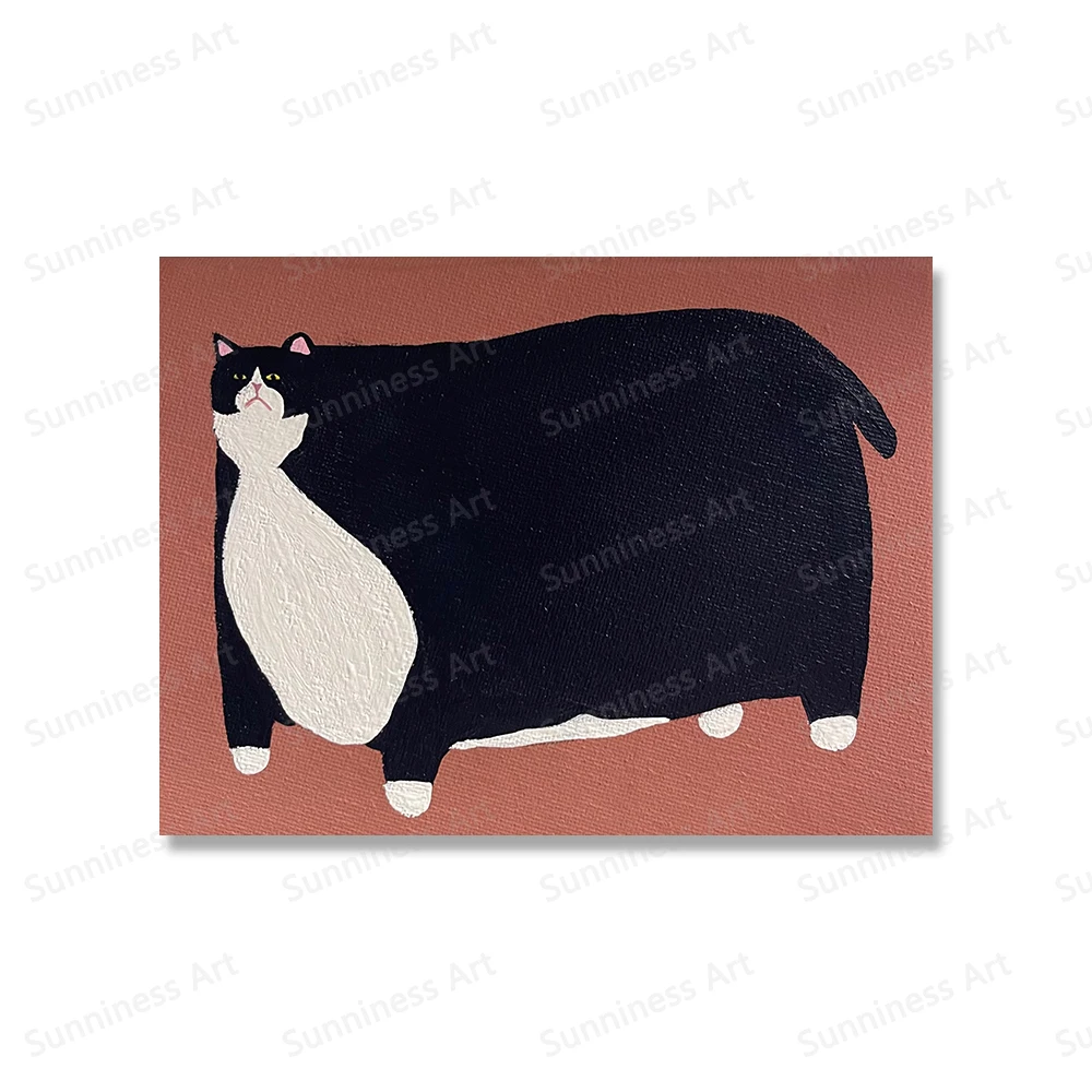 Funny American Fat Cat Art Posters Cute Pet Canvas Painting Prints Mod ...