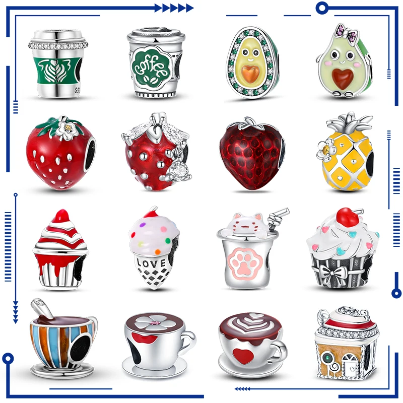 2023-New-in-Fruit-Drink-Food-Charm-Beads-Fit-Pandora-925-Original ...