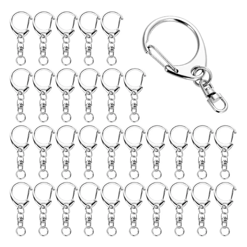 50X-D-Snap-Hook-Keychain-Rings-Bulk-with-Open-Jump-Ring-Connector-for ...
