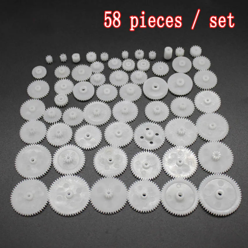 58PCS-set-Plastic-Gear-Rack-Pulley-Belt-Worm-Gear-Single-Double-Gear ...