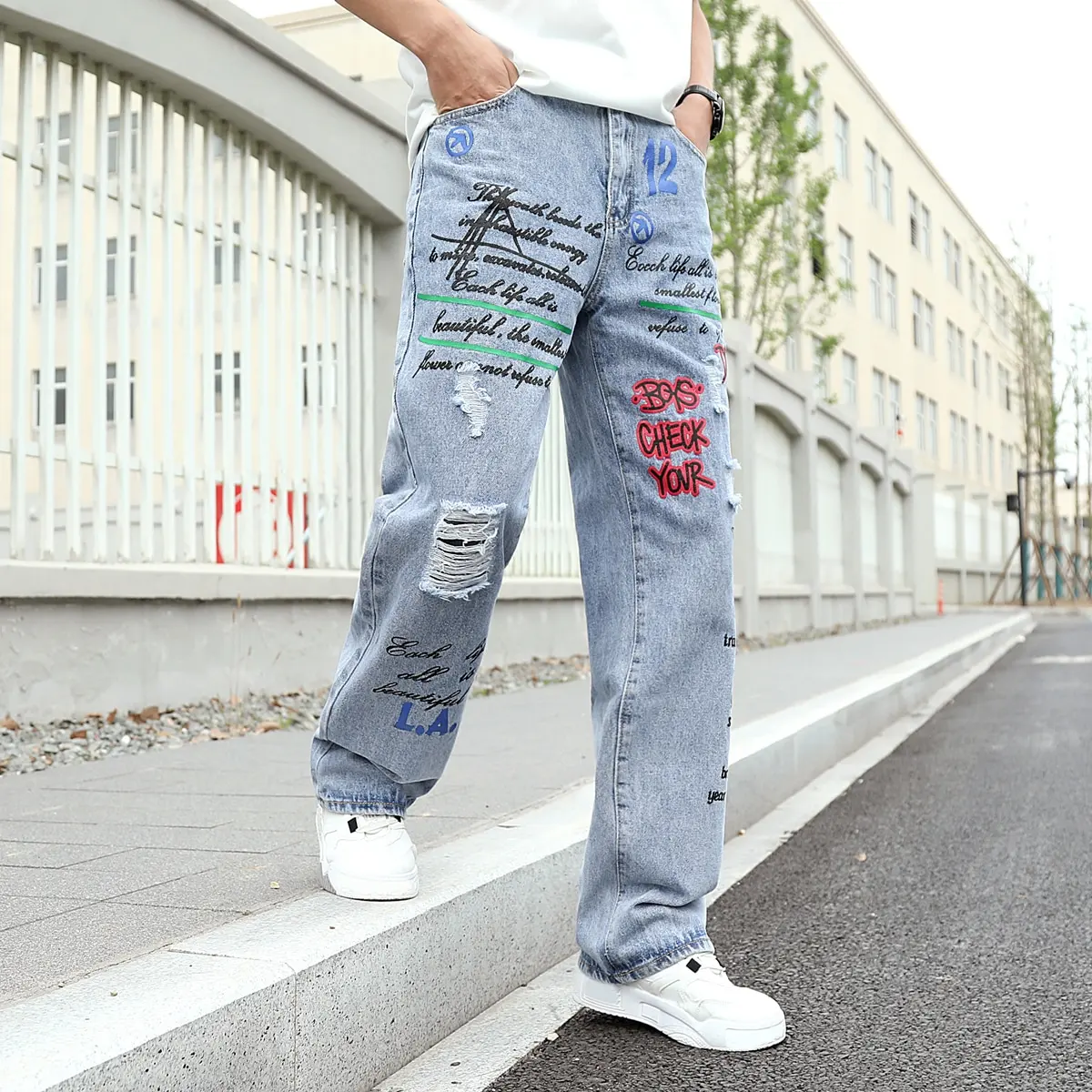 Graffiti-Printing-Jeans-Men-s-Gradient-Hip-Hop-Trousers-Harem-Cartoon ...