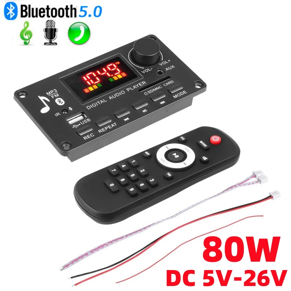 Bluetooth-5-0-MP3-Decoder-Board-2-40W-80W-Amplifier-Audio-Player-12V ...