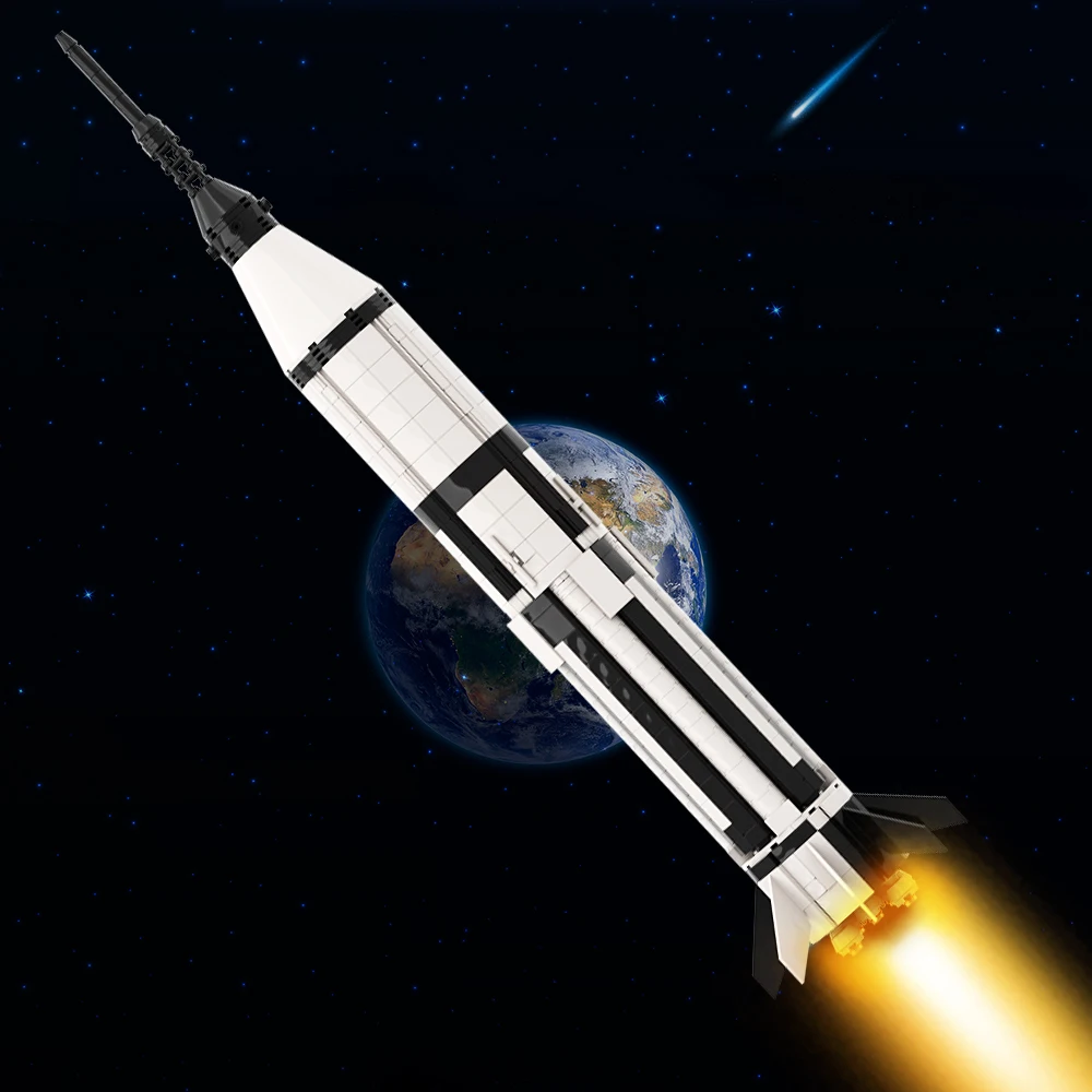 Moc Saturn 1B 110 Scale Booster Carrier Rocket Building Blocks Ideal ...