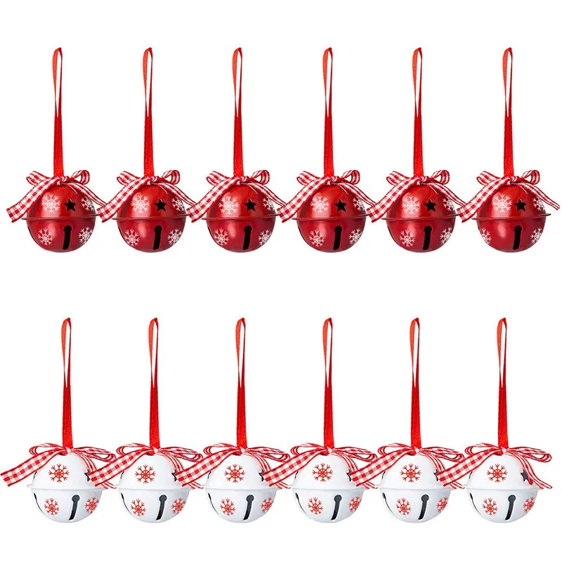 12pcs Christmas Snowflake Jingle Bell Metal Decorative Pendant for ...