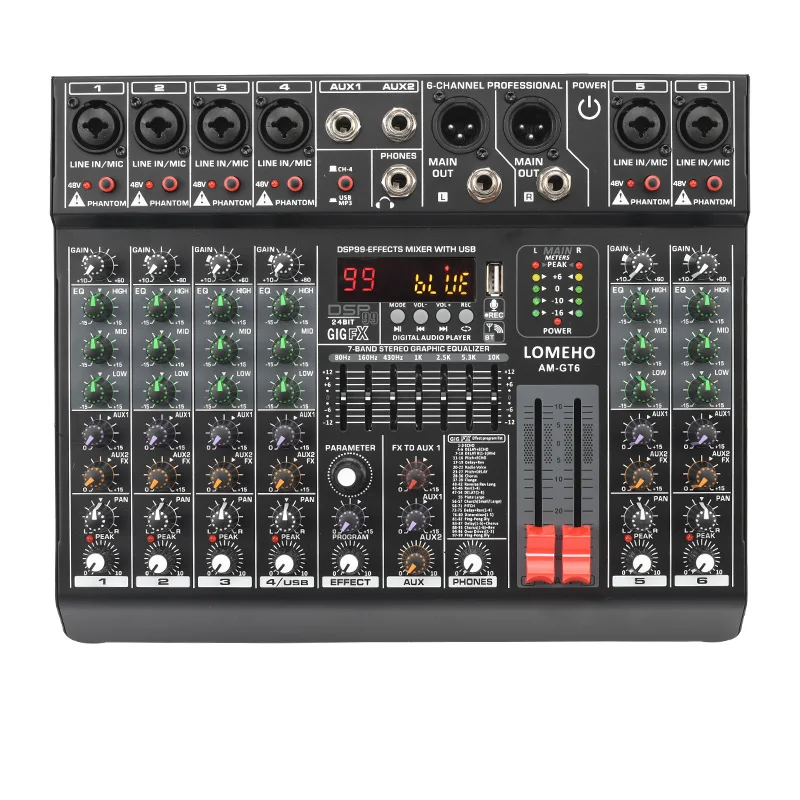 6-Channel-Audio-DJ-Mixer-Individual-48V-2-AUX-Output-Mixing-Console-7 ...