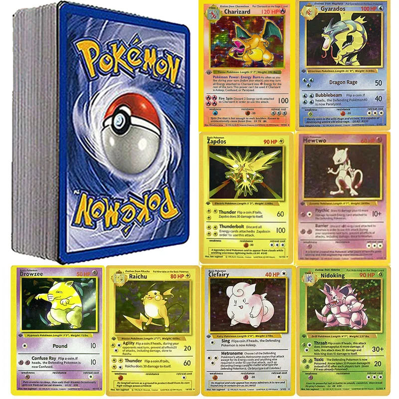 English Pokemon 1996 Flash Card Box Charizard Mewtwo Display Playing ...