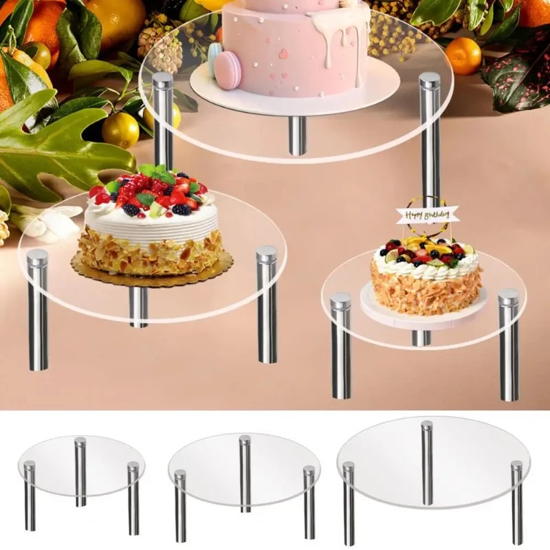 Cake-Stand-Transparent-Round-Shape-Acrylic-Birthday-Cupcake-Dessert ...