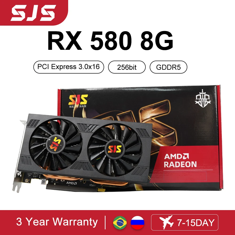 Sjs New Video Card Rx 580 8g 256bit 2048sp Gddr5 Amd Gpu Graphics Cards ...