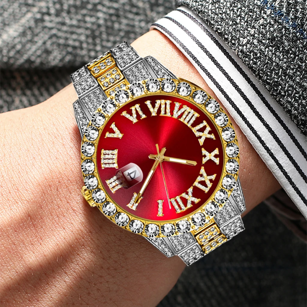 Iced-Out-Watch-for-Men-Full-Diamond-Calendar-Rel-gios-AAA-CZ-Quartz ...