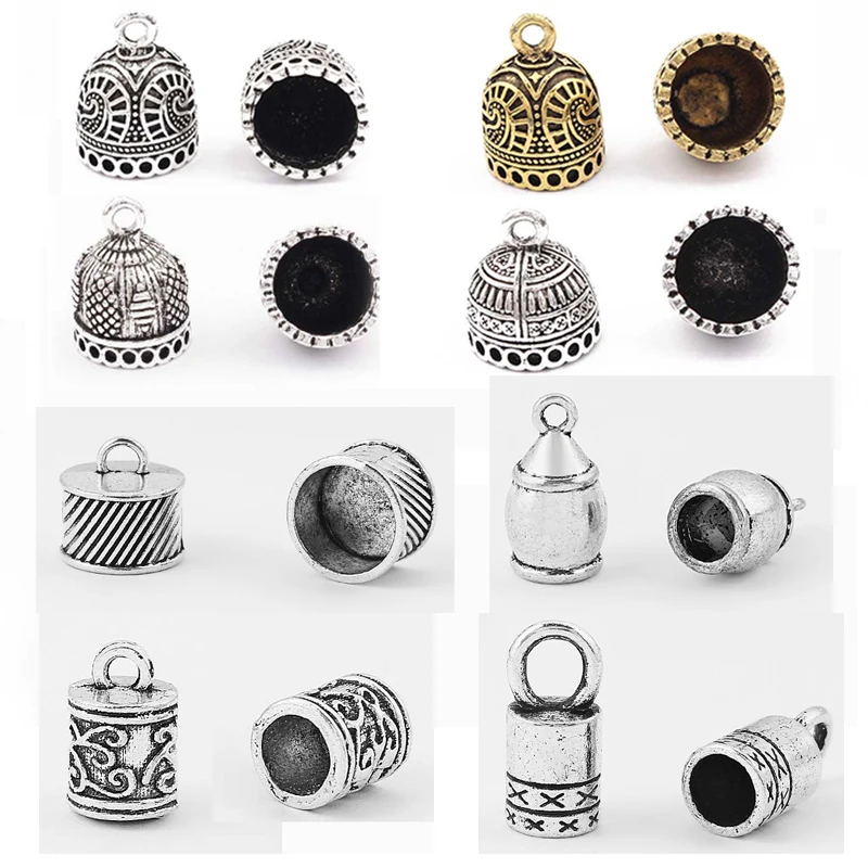 10Pcs/set Alloy Flowers Pattern Beads Cap Tassel Caps For Diy Pendant ...