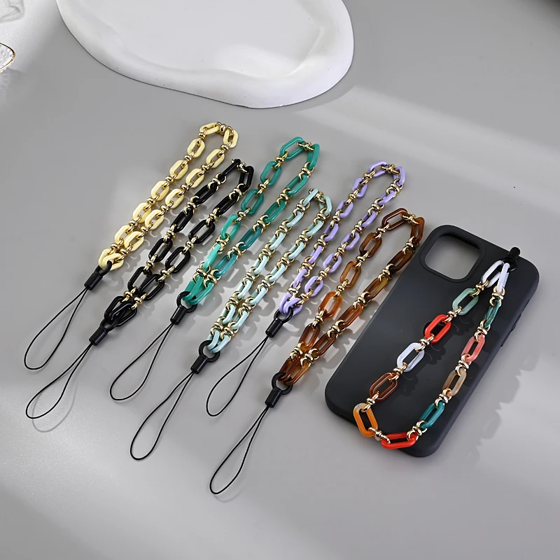 Classic Coloful Cellphone Hanging Cord Simple Metal Acrylic Beaded ...