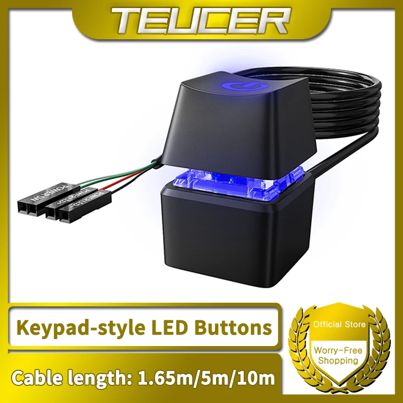 TEUCER 1.65/5/10m LED Lights Computer Desktop Switch PC Motherboard External Start Power Button ...
