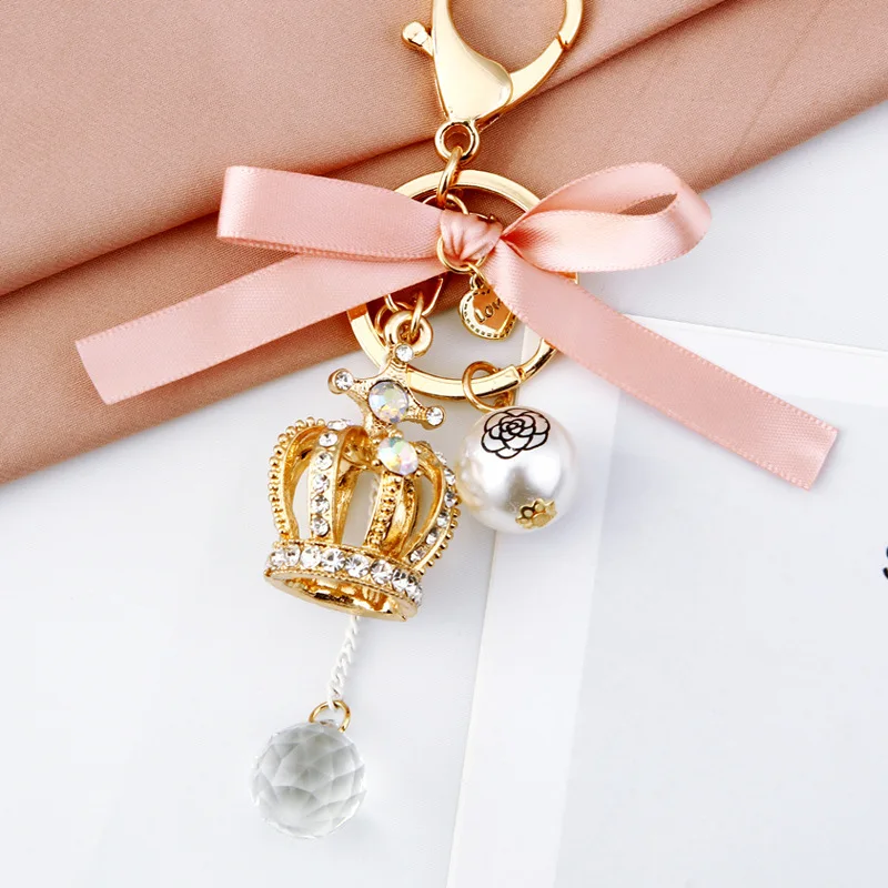 King Crown Keychain Pendant Charm Rhinestone Crystal For Handbag Purse ...