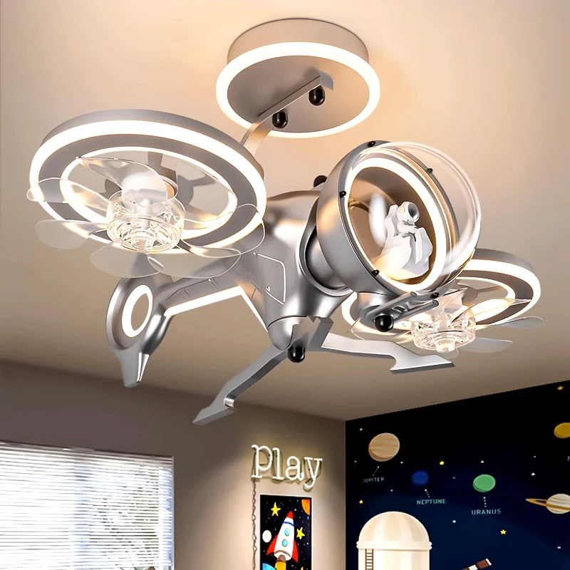 Nordic-kids-bedroom-Ceiling-fan-with-led-light-and-control-electric-fan ...