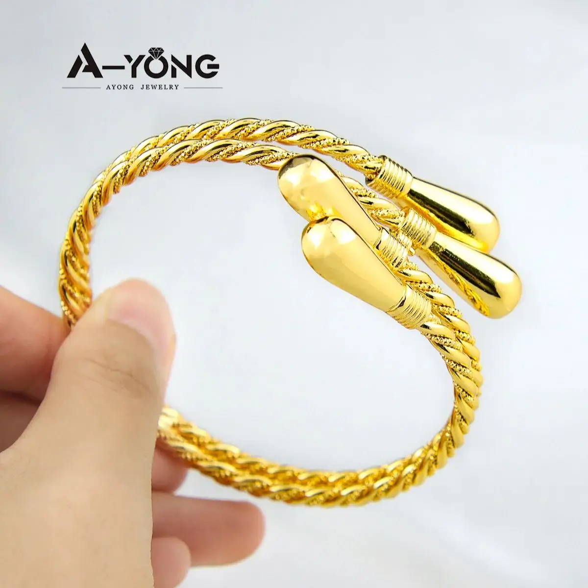 Gold-Color-Twisted-Cuff-Bangles-21k-Gold-Plated-Multi-Layers-Saudi ...