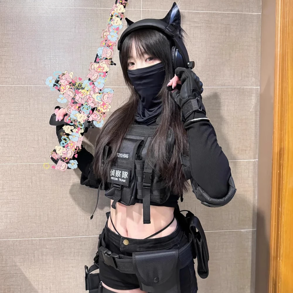 Women Tactical Uniform Halloween Cosplay Costumes Chest Bag Waist Bag ...
