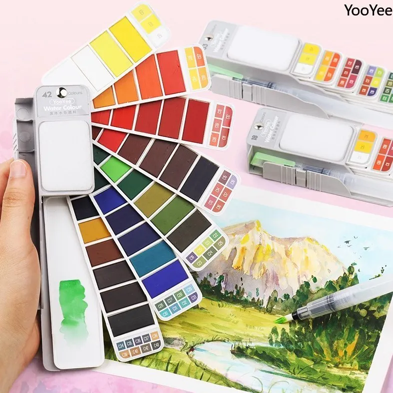 Yooyee Portable Fan Solid Watercolor Paints Set 18/25/33/42 Colors ...