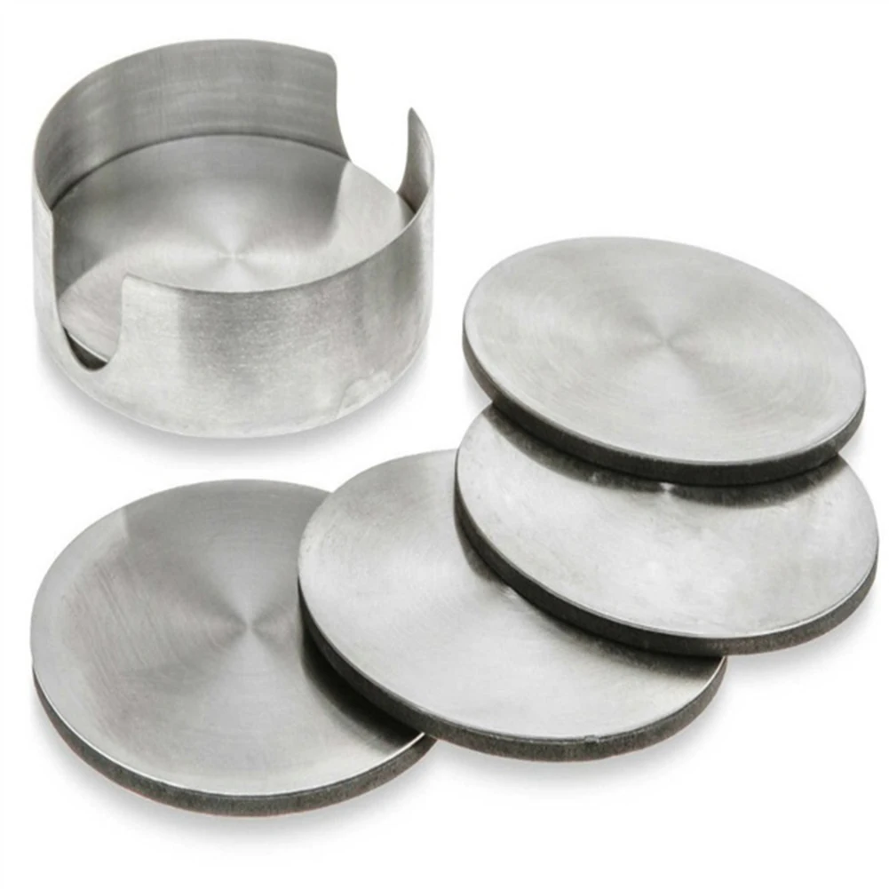 Round-Stainless-Steel-Table-Placemats-Heat-Insulation-Mug-Beer-Tea-Cup ...
