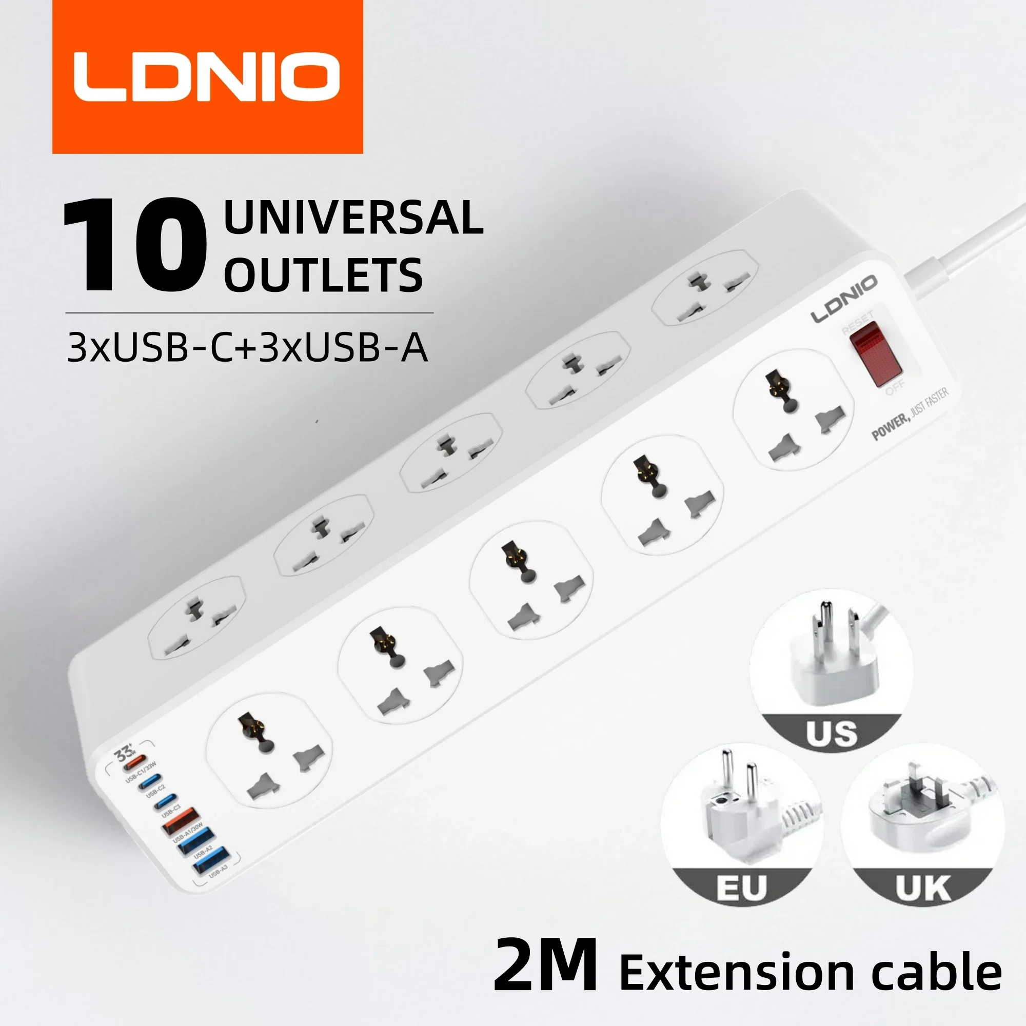 LDNIO High Capacity Multi Outlet Power Strip Contacts Plug Usb ...