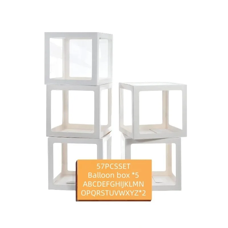 5pc White Balloon Box With 2 Set A-Z 52 Letters, Decoration For Bridal ...