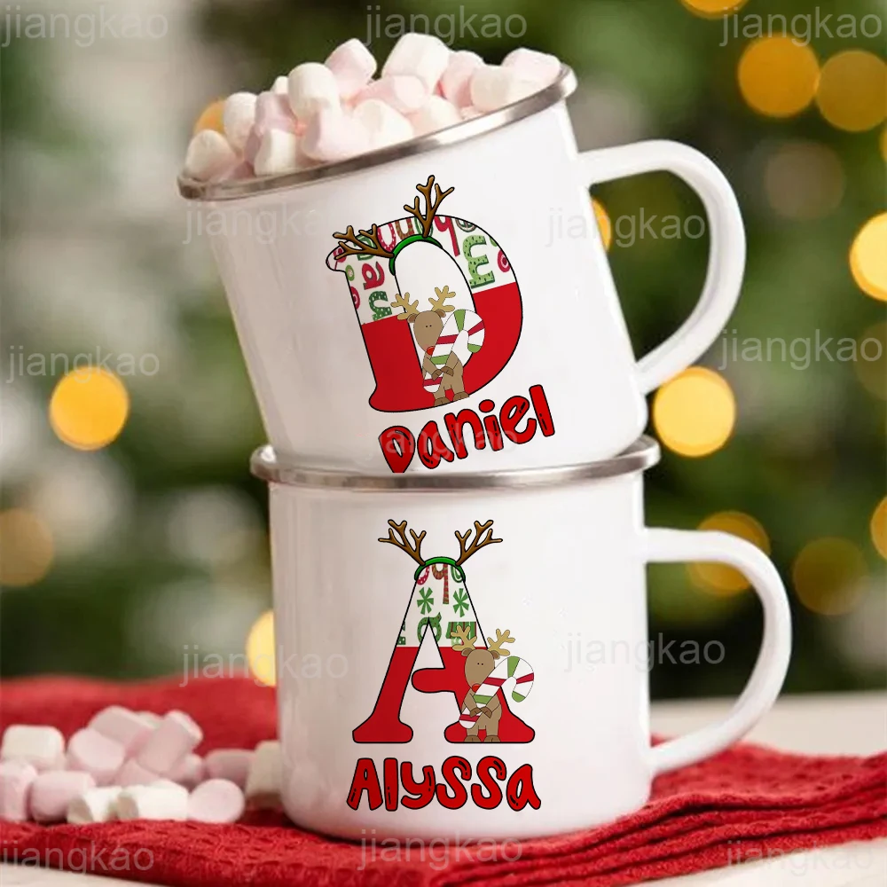 Personlized-deer-initial-with-name-Christmas-Enamel-Cups-Hot-Cocoa ...