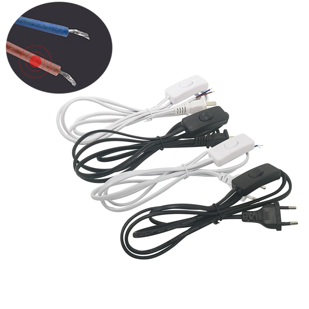 Euro-Plug-Power-Cable-2m-3m-Pigtail-Rewired-ON-OFF-Switch-Cable-EU ...