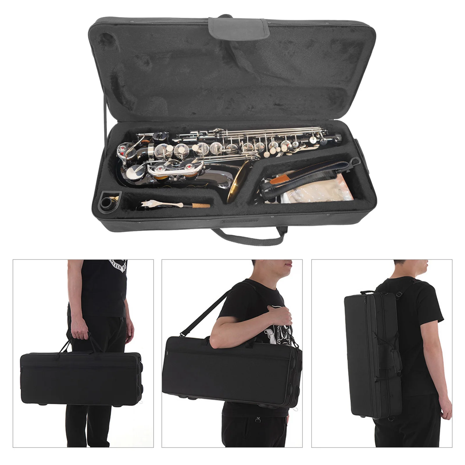 Black-Eb-Alto-Saxophone-Sax-Brass-Body-White-Shell-Keys-Woodwind ...