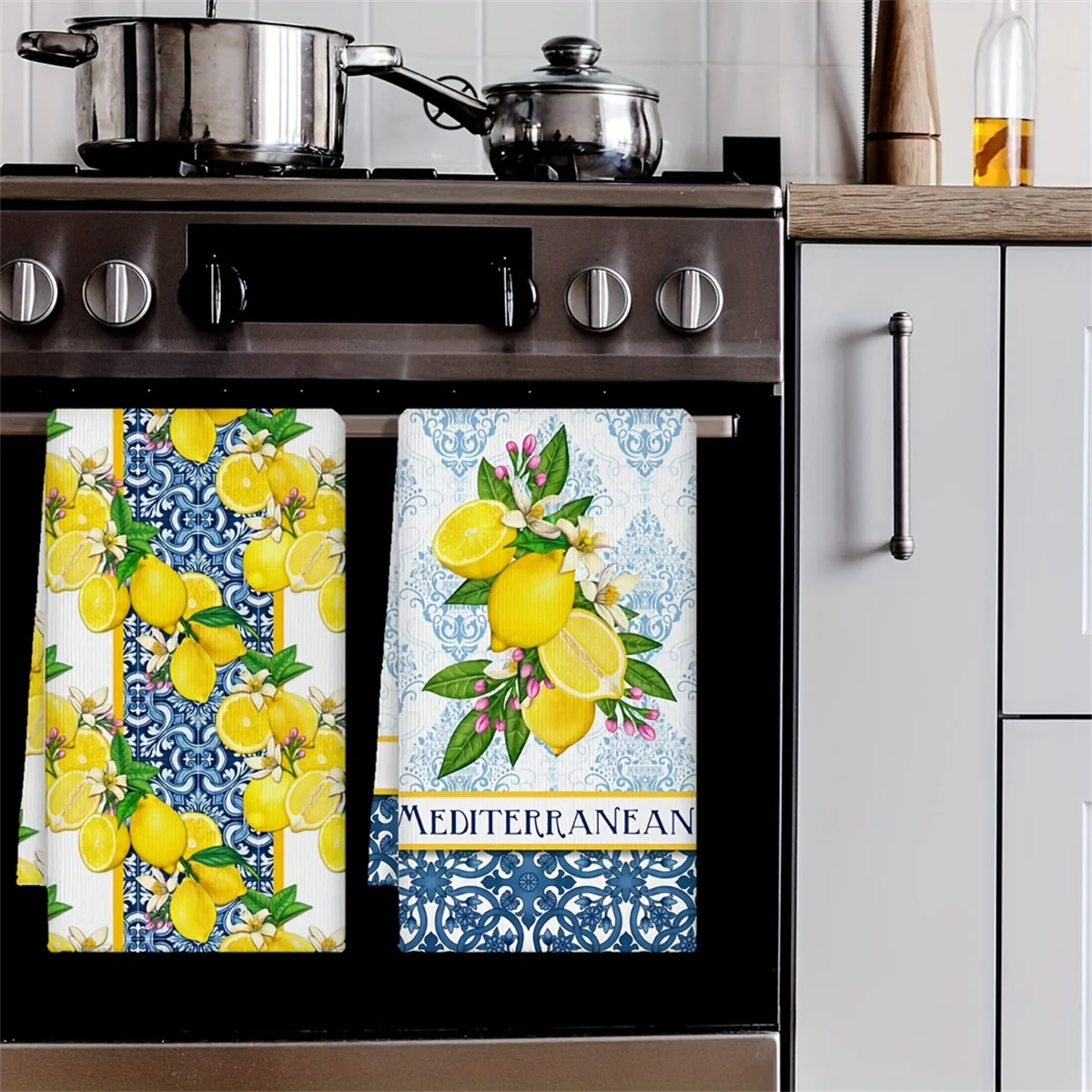 2-piece set, fruit tea towel, retro lemon dishcloth, quick-drying towel ...