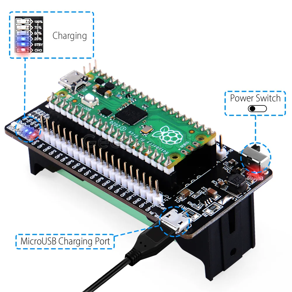 Ups Para Raspberry Pi Pico Pico W Led Indicadores Fonte De Alimentação ...