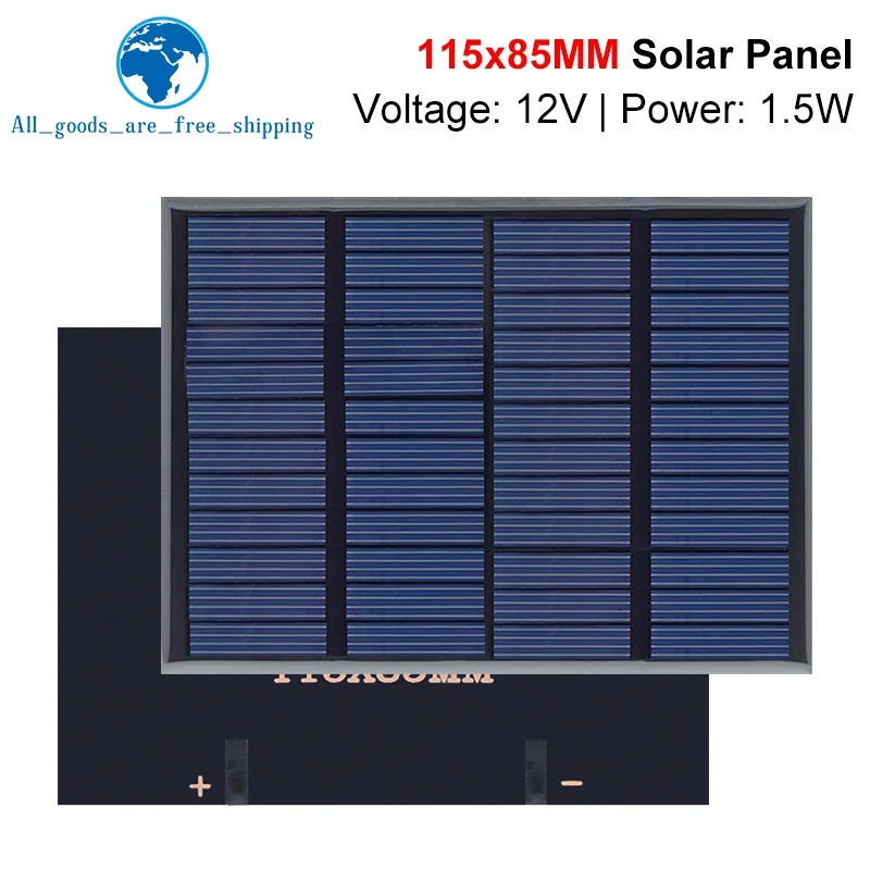 TZT-12V-125mA-1-5W-Solar-Panel-Polycrystalline-115-85MM-Mini-Sunpower ...