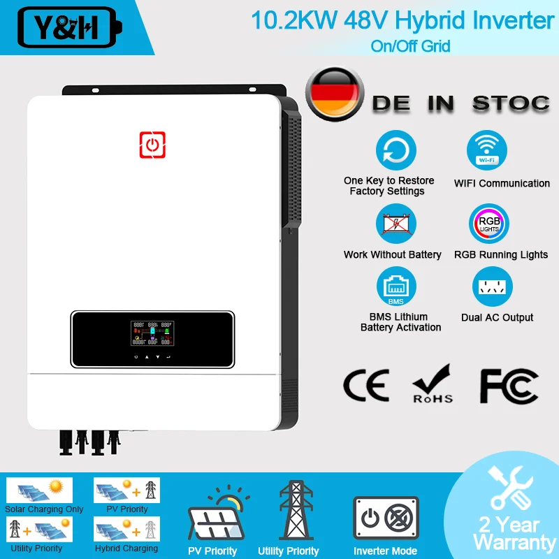Y&H 10.2KW On/Off grid Solar Hybrid Inverter DC48V to AC230V Output ...