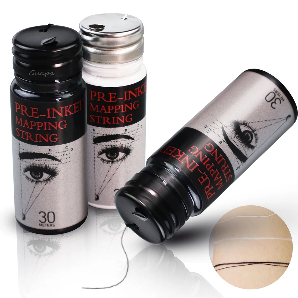 30m Black/white Microblading Mapping String Pre-inked Eyebrow Marker ...