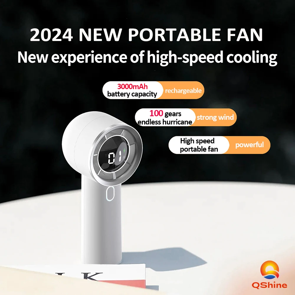 New-3000mAh-100-Gears-High-Speed-Hand-Held-Fan-Cooler-Portable-Air ...