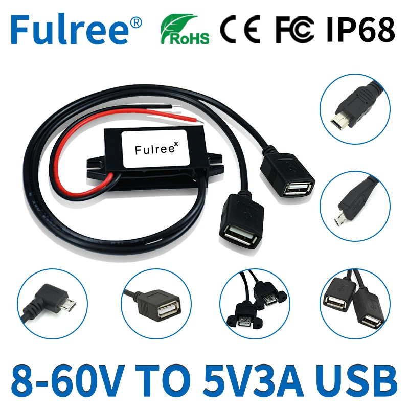 Type C Mini Micro Usb 12v 24v 36v 48v To 5v 2a 3a Car Phone Charger ...