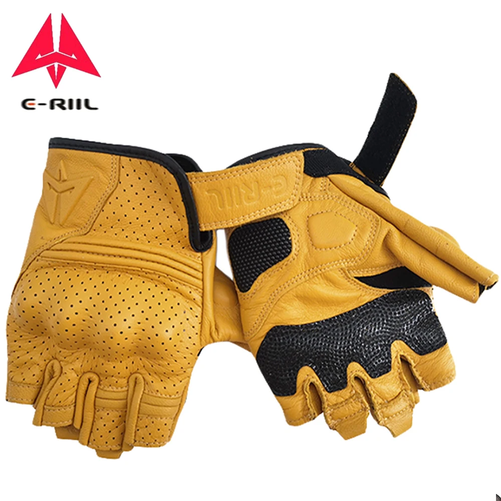 Perforated-Motorcycle-Half-Finger-Gloves-Men-s-Motorcycle-Leather ...
