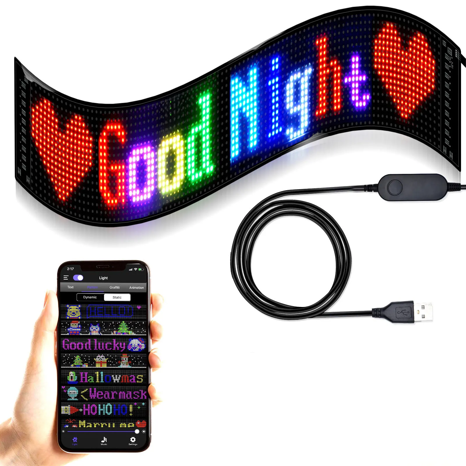 P4-16X32-LED-Panel-Flexible-RGB-Display-Screen-USB-Bluetooth-Waterproof ...