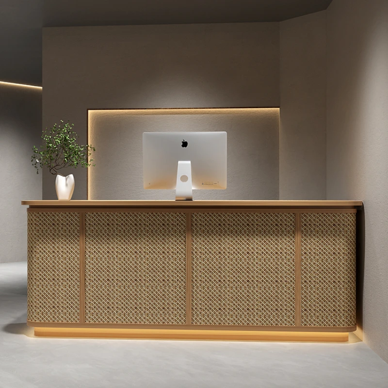 Restaurant Counter Reception Desks Wooden Podium Checkout Reception ...