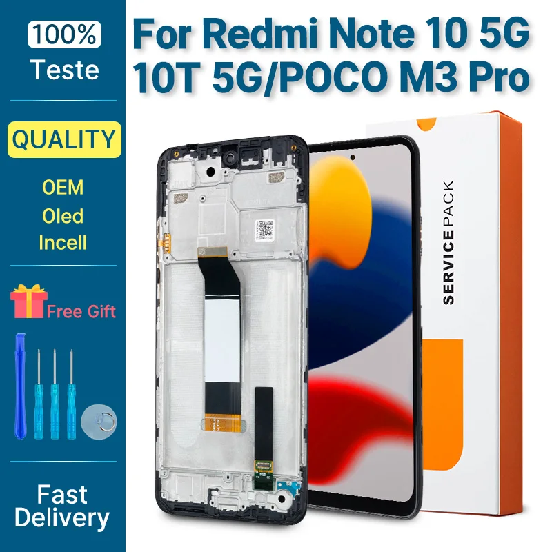 High Quality AMOLED For Xiaomi Redmi Note 10 5G LCD 10T 5G Touch Screen ...