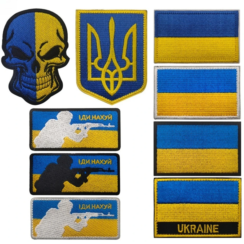 High quality Ukrainian skull soldier flag embroidery armband Velcro ...